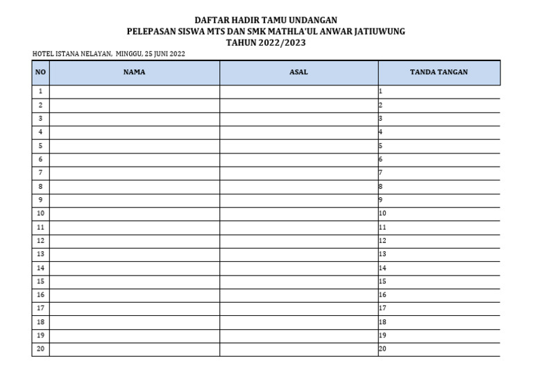 Daftar Hadir Tamu Undangan | PDF