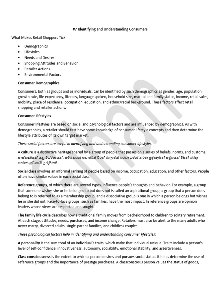7 Identifying and Understanding Consumers | PDF | Cost Of Living | Retail