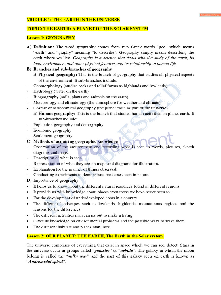 MODULE 1 Form 1 | PDF | Ecosystem | Natural Environment