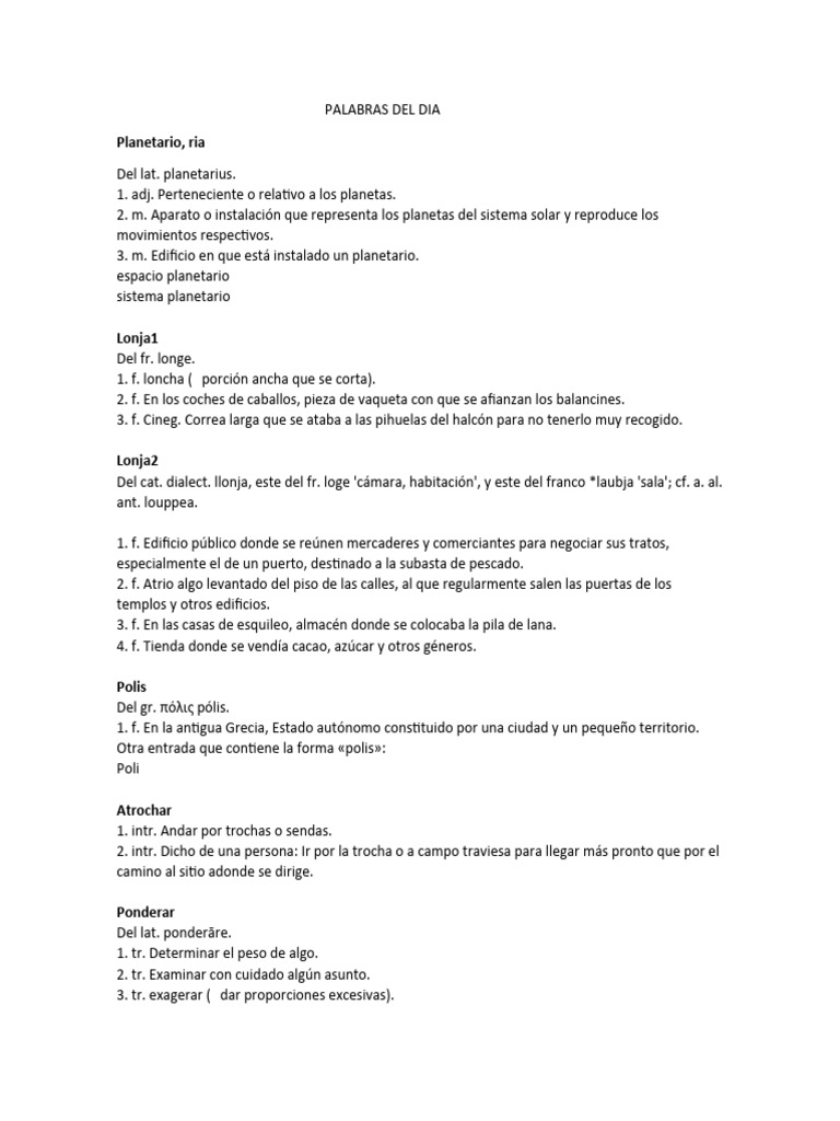 Palabras Del Dia Comunicacion | PDF | Gramática