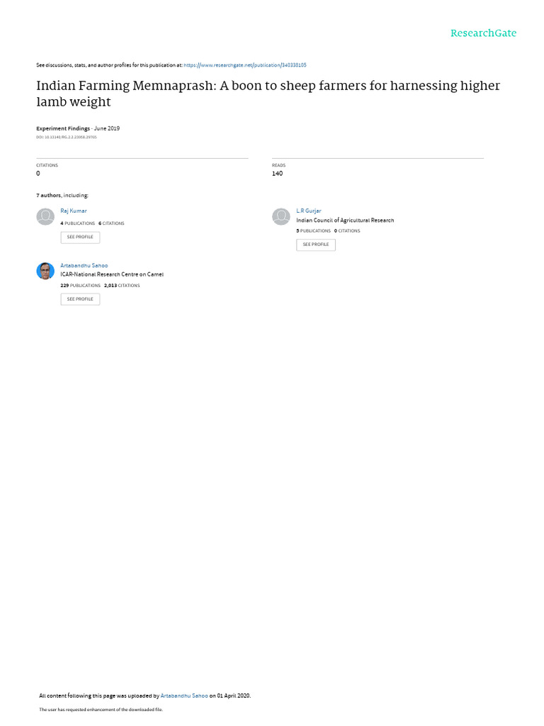 Indian Farming 2019 Me M Nap Rash Article | PDF | Science & Mathematics