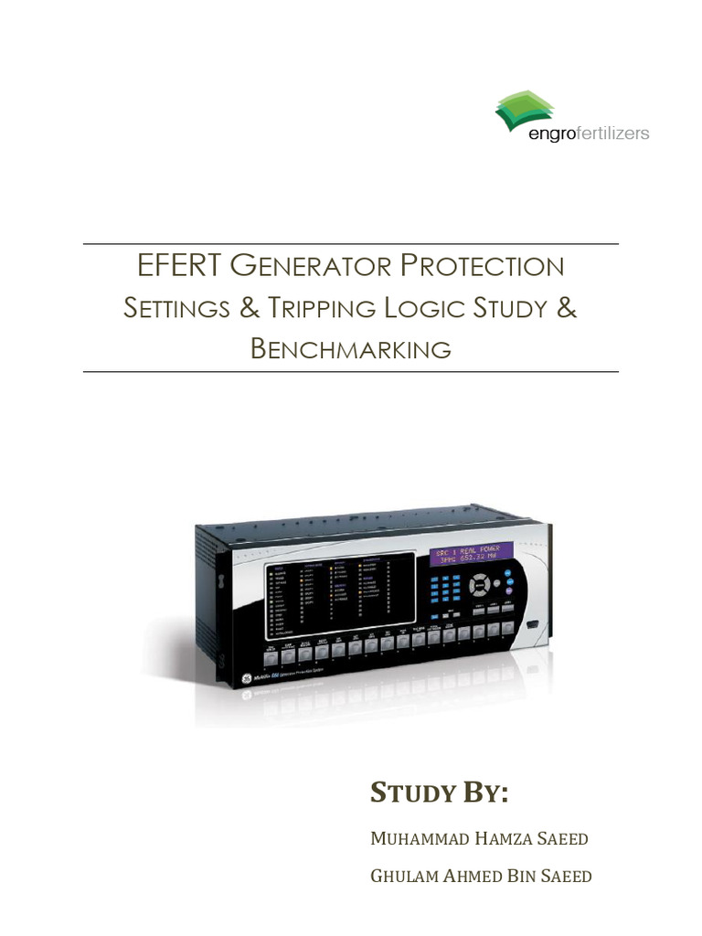 Generator Protection Settings & Tripping Logics Revalidation | PDF ...