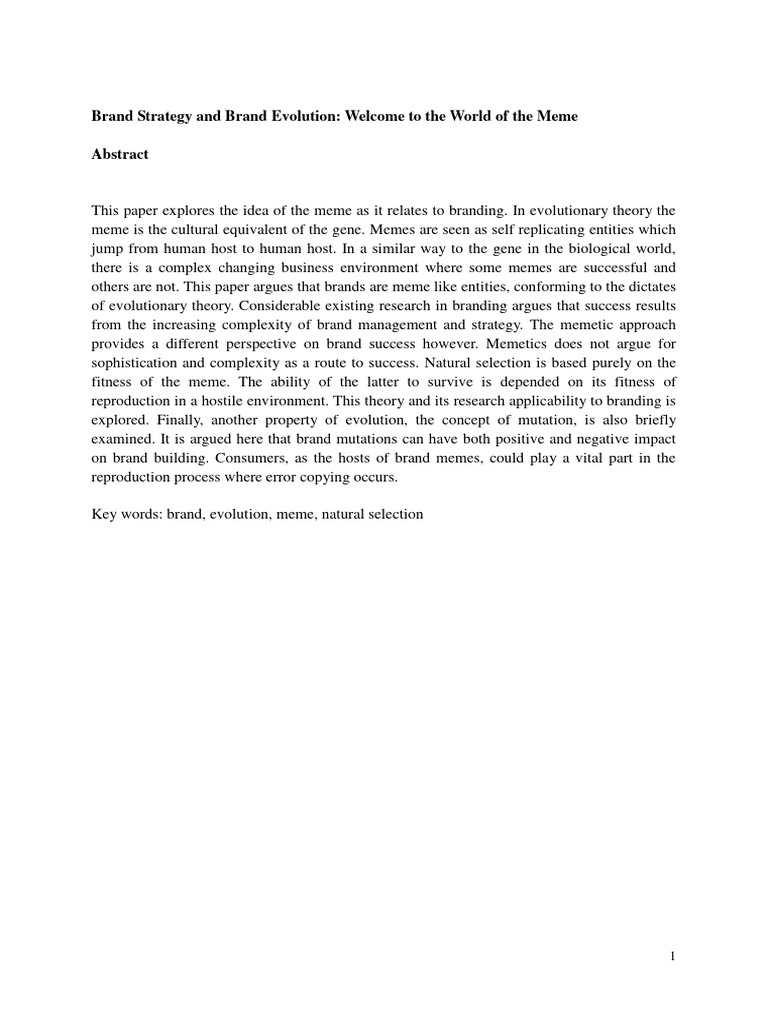 Meme Theory in Brand Evolution | PDF | Meme | Brand