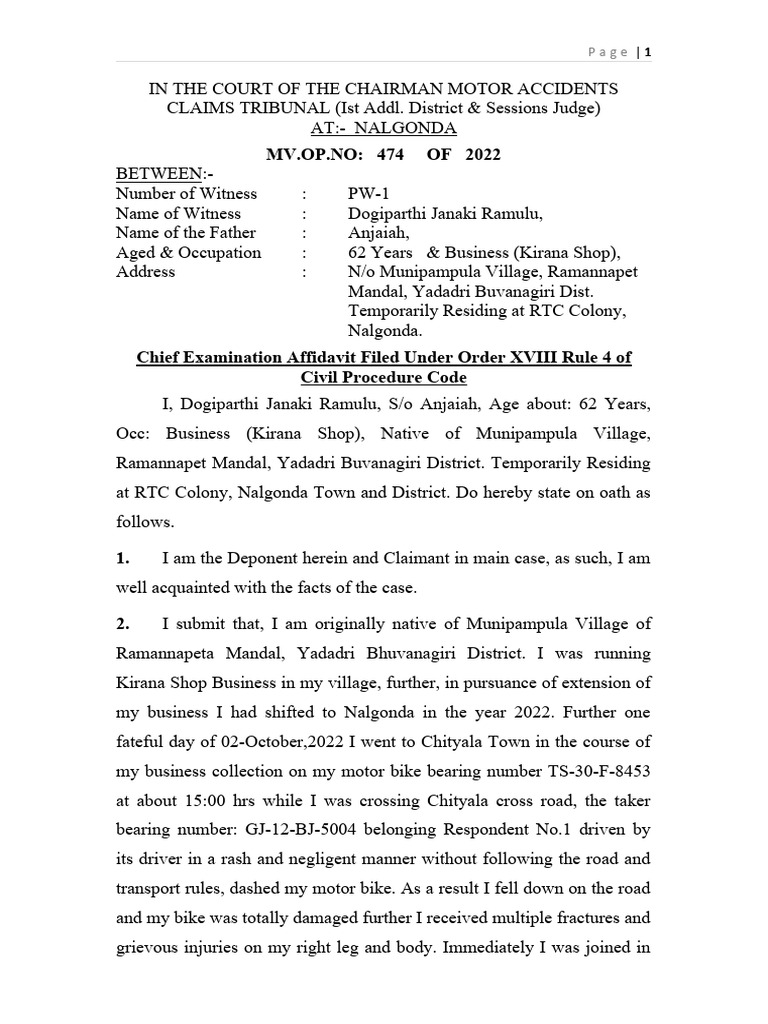 Cheif of PW-1 | PDF | Affidavit | Hospital