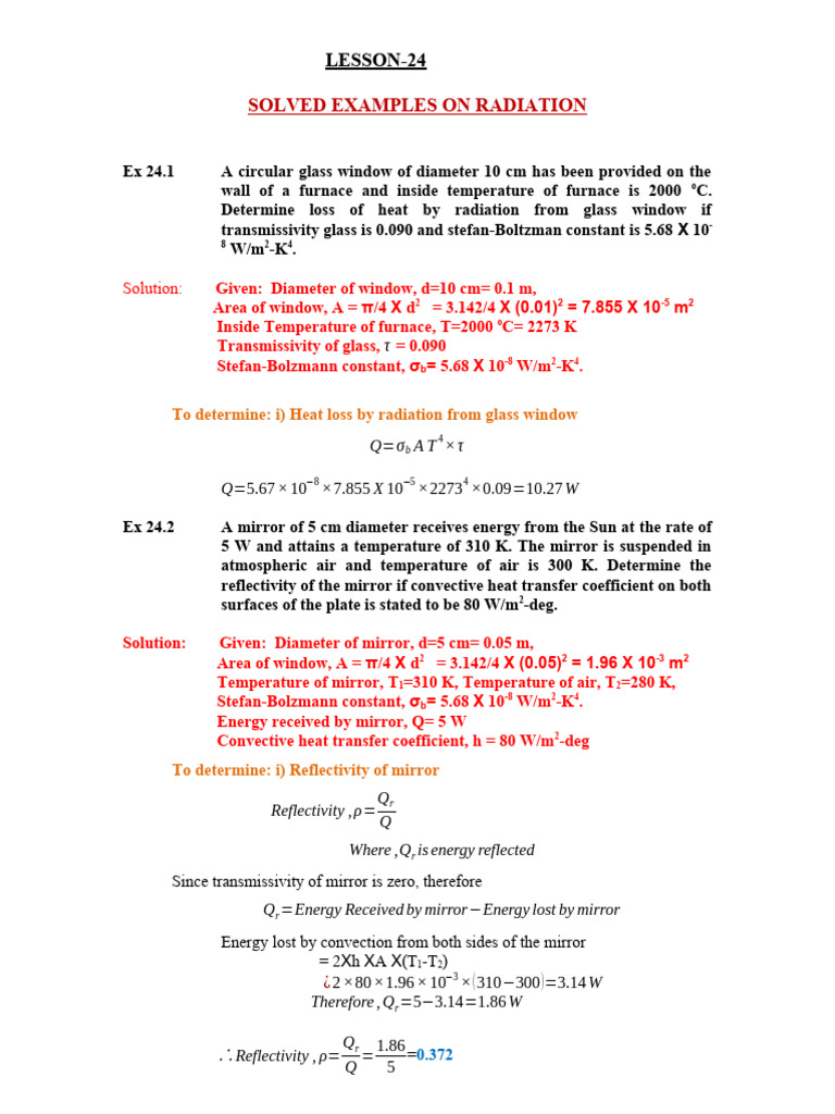 Lesson-24 | PDF | Heat Transfer | Electromagnetic Radiation