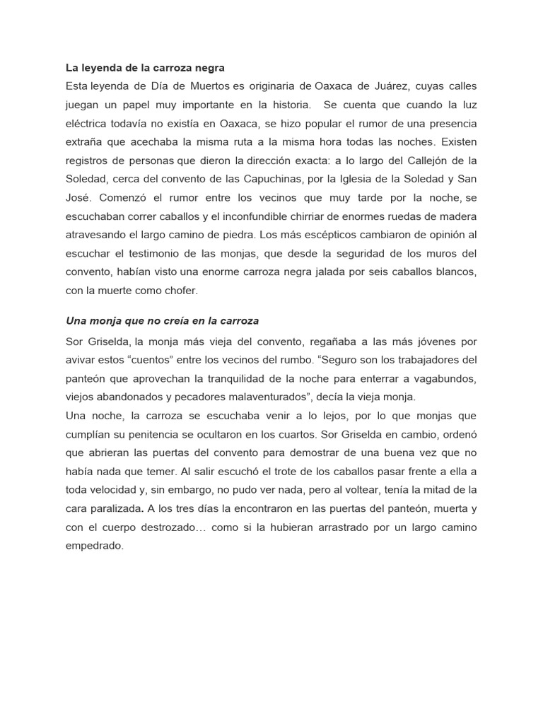 La Leyenda de La Carroza Negra | PDF | Ciencias sociales | Historia