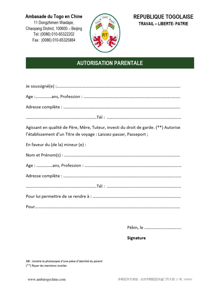 Autorisation Parentale | PDF | Jeux et activités