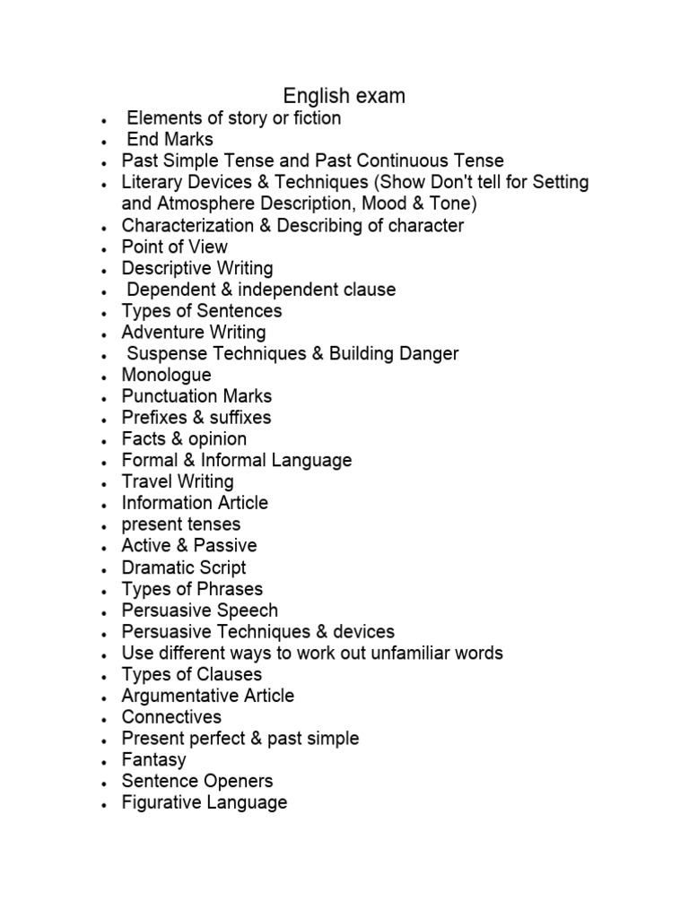 Exams Outline | PDF | Ratio | Grammatical Tense