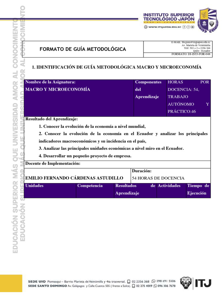 Guía Práctica y Metodológica Macro y Microeconomía | PDF | Evaluación | Economias