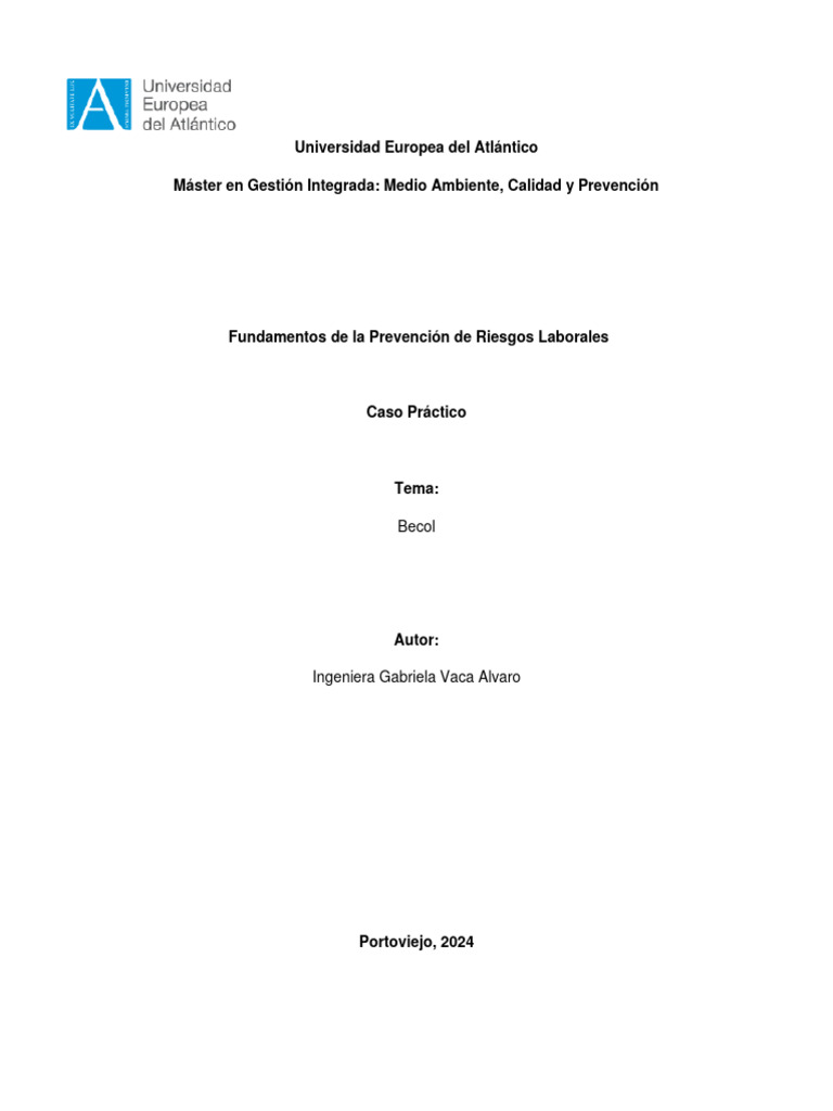 Caso Práctico. Becol | PDF | Seguridad y salud ocupacional | Derecho ...