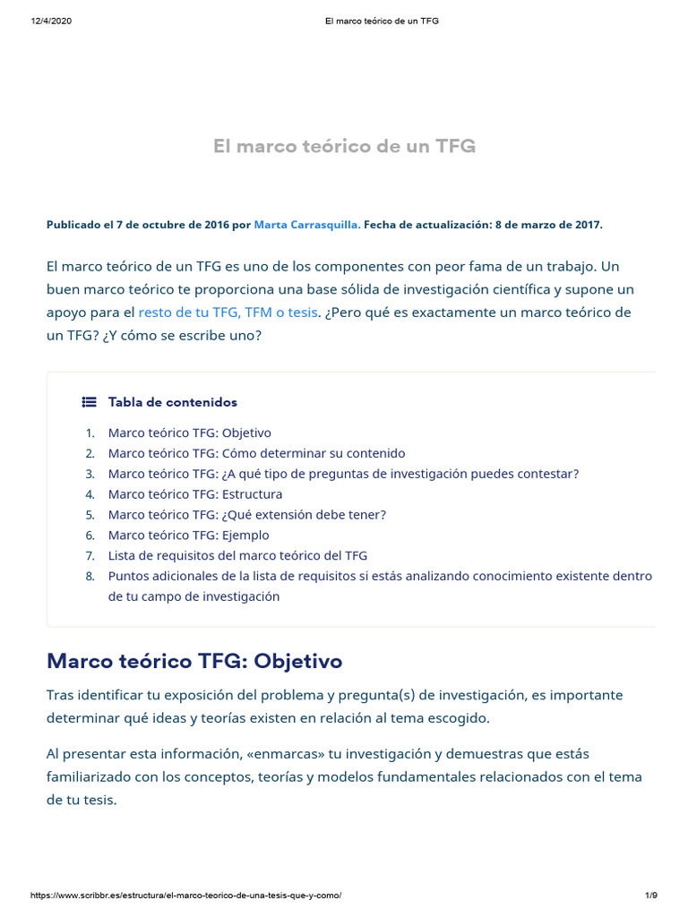El Marco Teórico de Un TFG | PDF | Teoría | Paradigma