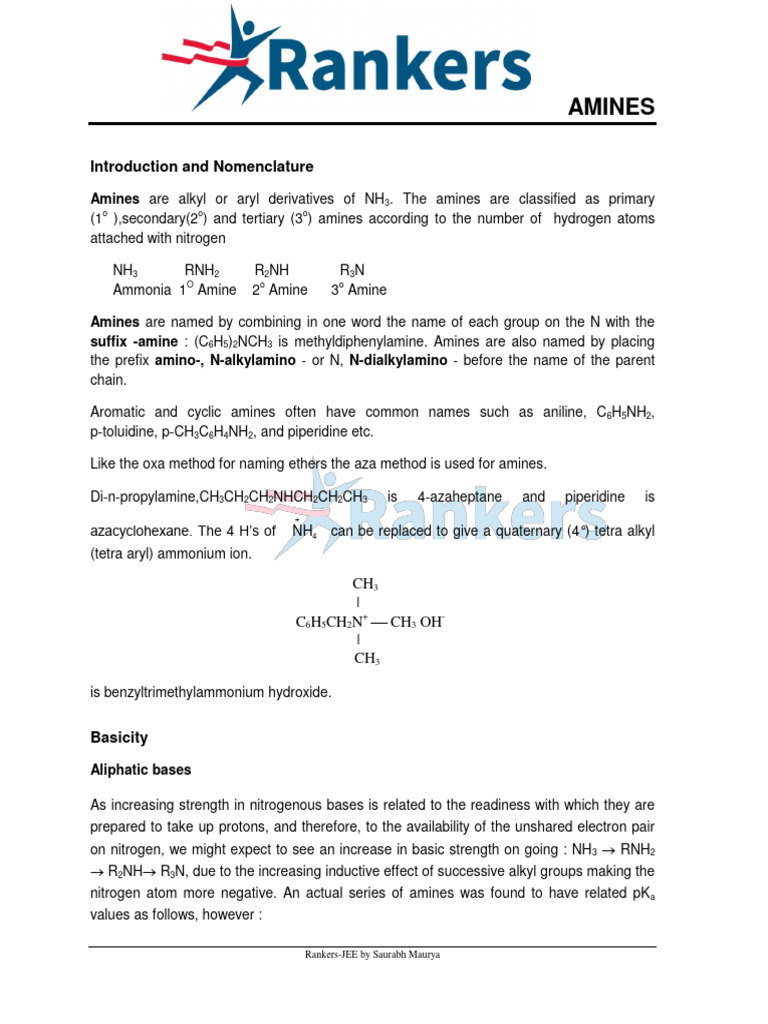 Amines | PDF | Amine | Organic Chemistry