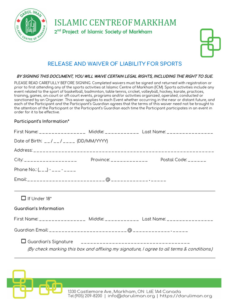 1 - Sports Release and Waiver | PDF | Legal Liability | Private Law
