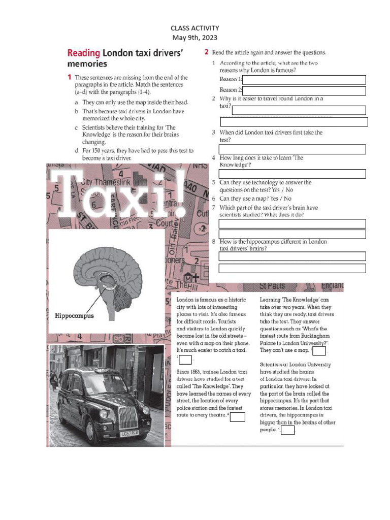 Reading Comprehension Class Activity Pdf