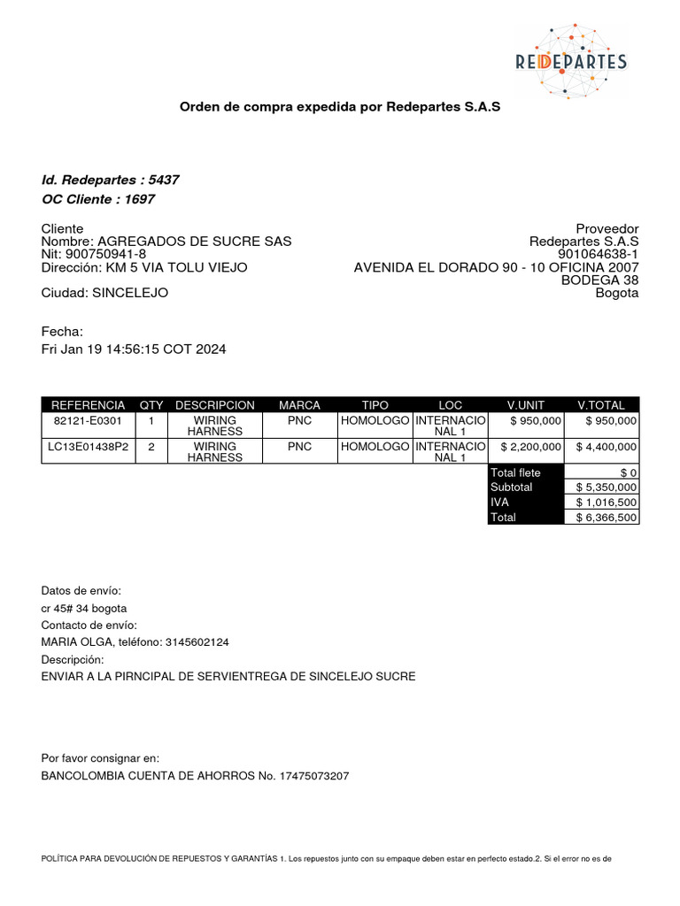 Orden de Compra COTI 790 | PDF