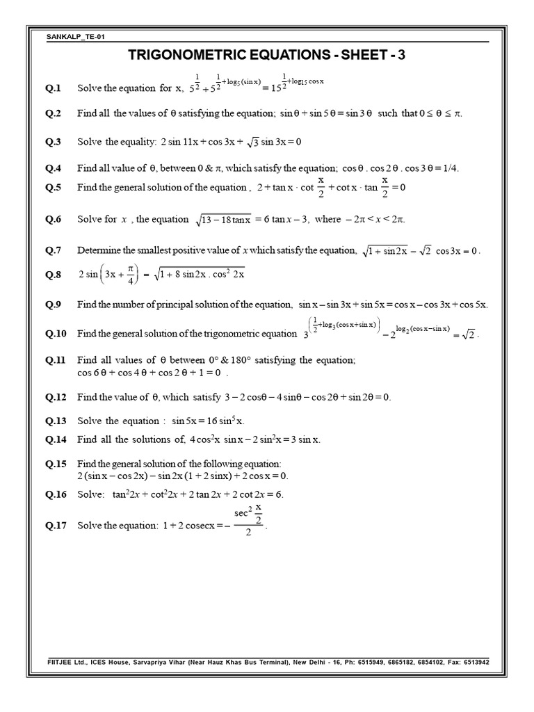 Trigonometric Eq 3 | PDF | Equations | Trigonometric Functions