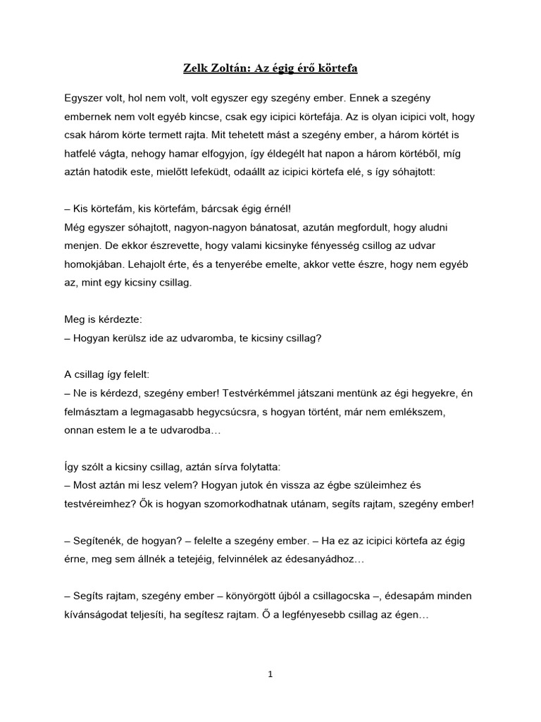 Zelk Zoltán-Az Égig Érő Körtefa | PDF