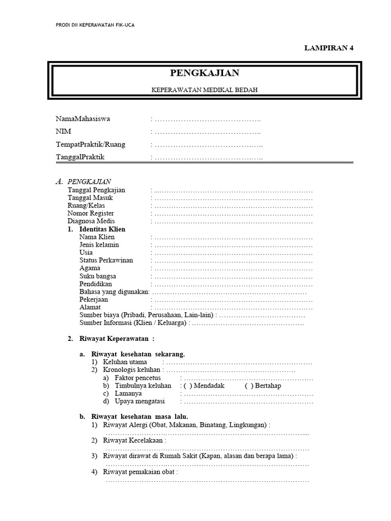 Format Pengkajian Dan Askep KMB | PDF