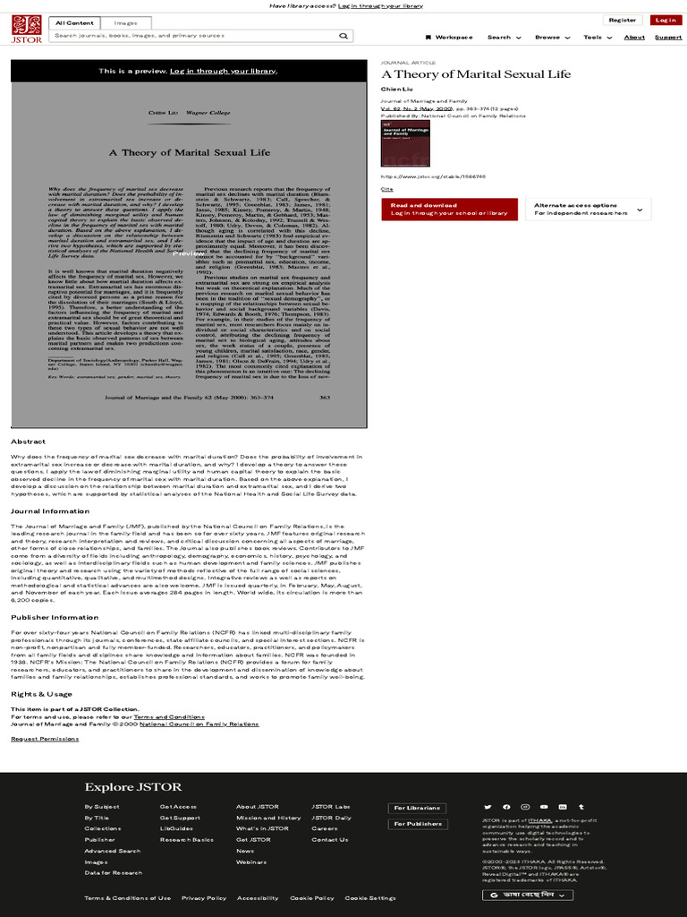 A Theory of Marital Sexual Life On JSTOR | PDF