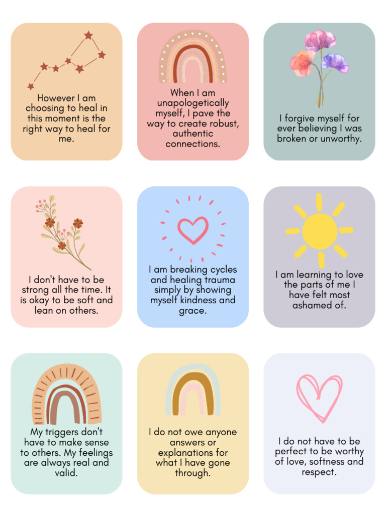 Trauma Affirmation Cards | PDF | Forgiveness | Shame
