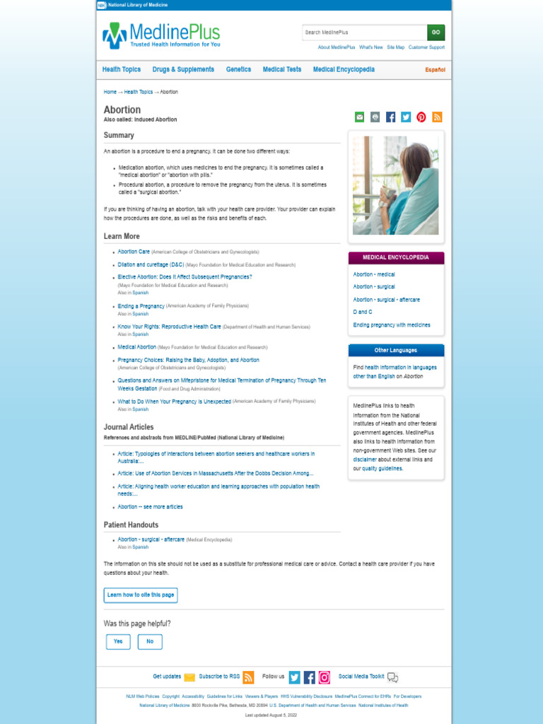 Abortion - Medical Abortion - MedlinePlus | PDF | Abortion | Pregnancy