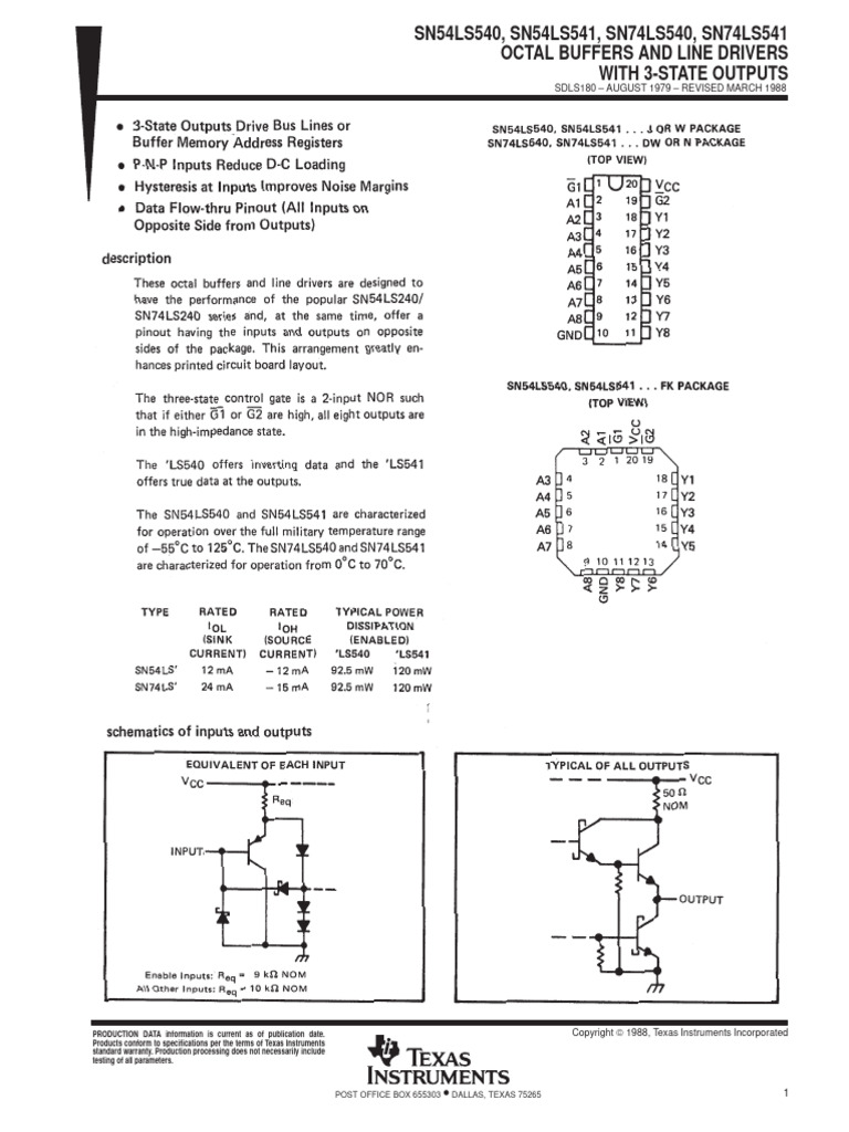 74LS541 | PDF | Electronics | Computer Engineering