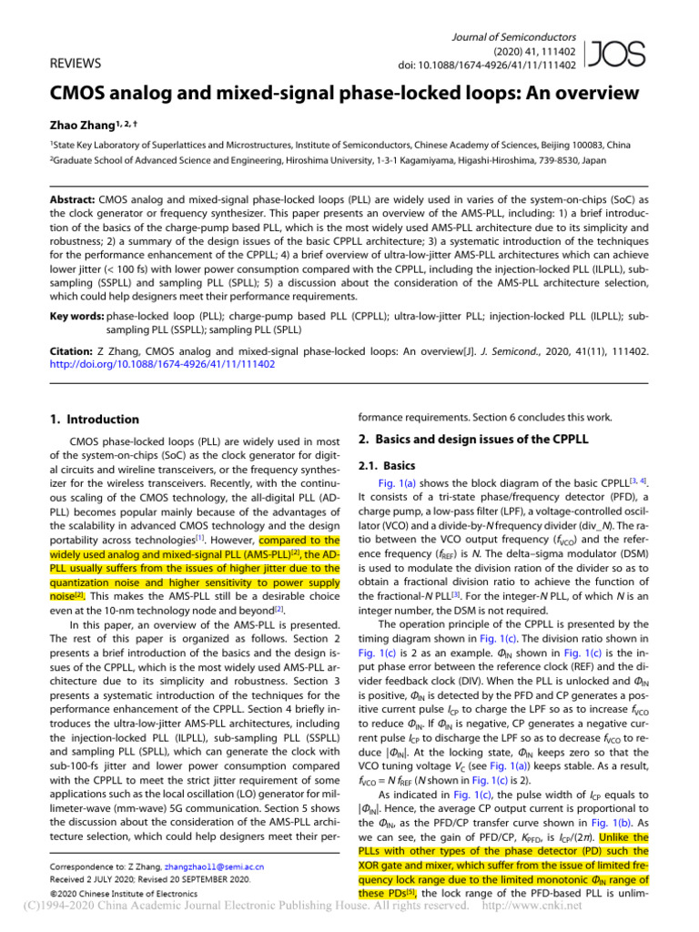 CMOS Analog and Mixed-signal Phase-locked Loops_ an Overview | PDF CMOS Analog and Mixed-signal Phase-locked Loops_ an Overview | PDF
