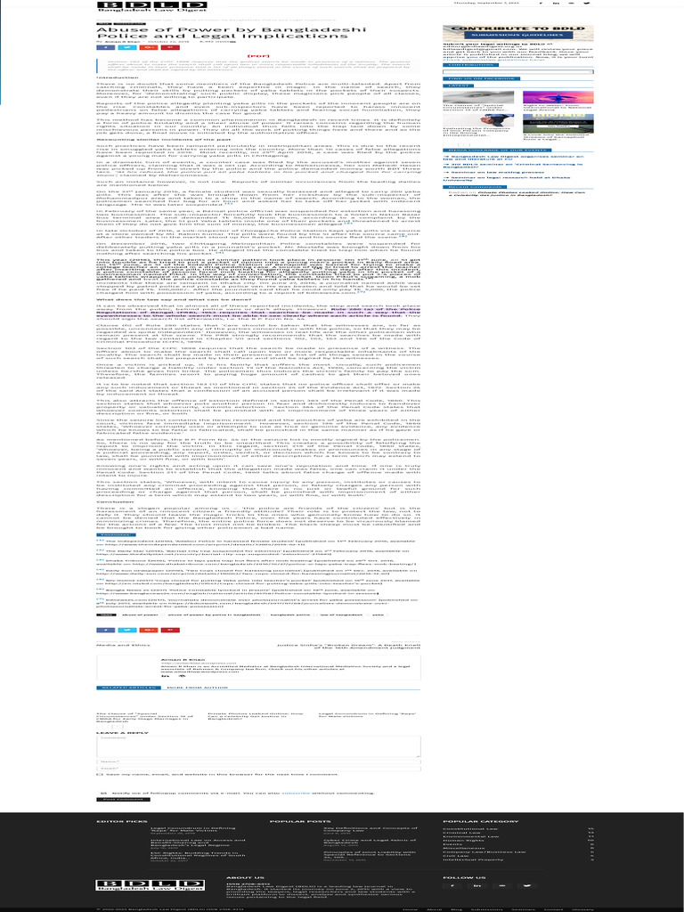 Abuse of Power by Bangladeshi Police and Legal Implications ...