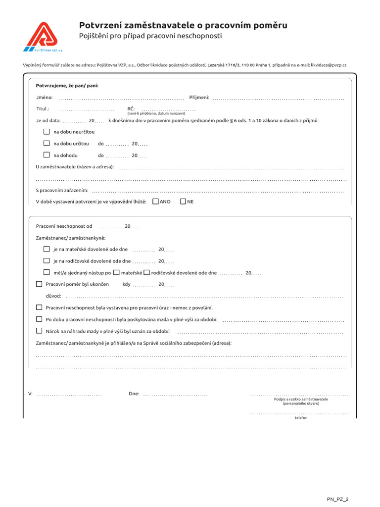 Potvrzeni o Pracovnim Pomeru | PDF