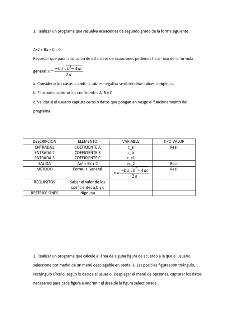 Tablas | Descargar gratis PDF | Raíz cuadrada | Ecuaciones