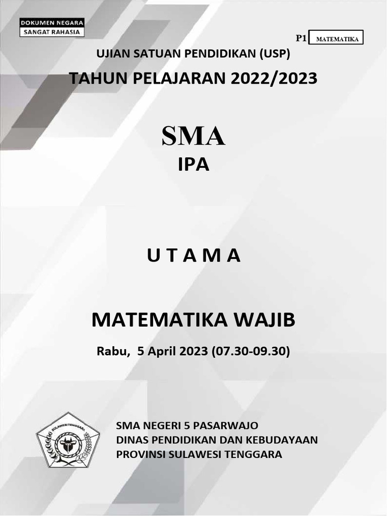 Soal Usp Matematika Wajib 2023 A | PDF