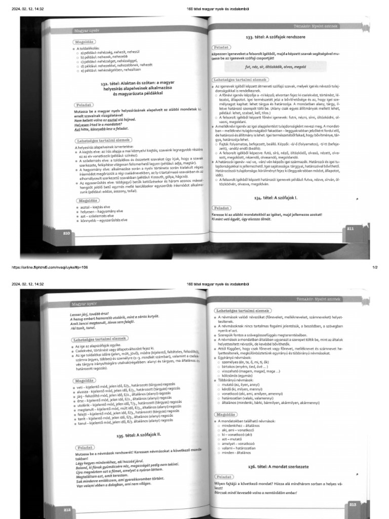 A Szófajok Rendszere - Az Ige | PDF