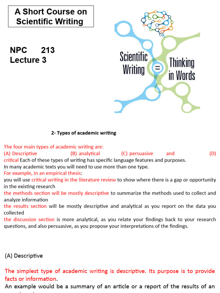 Lecture 3 SW PharmD 2022 2023 | PDF | Argument | Writing