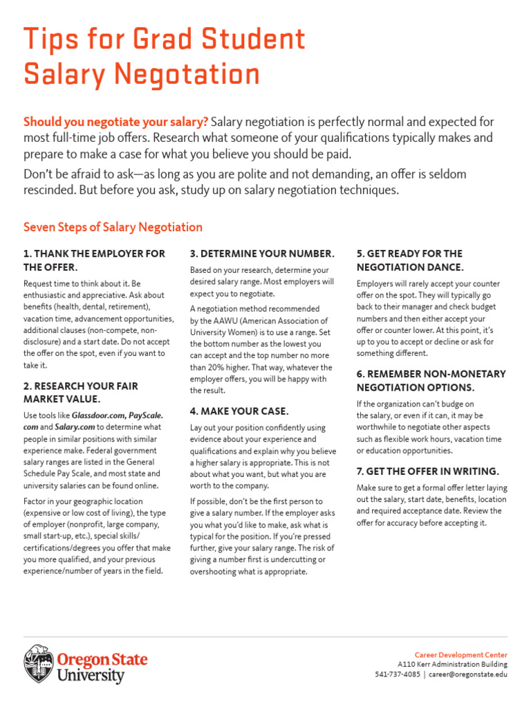 Tips For Grad Student Salary Negotiations | PDF | Cost Of Living | Salary