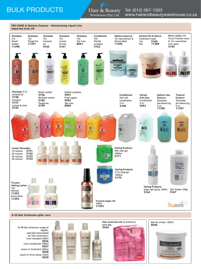 Bulk Hair and Beauty Products List | PDF | Shampoo | Disinfectant