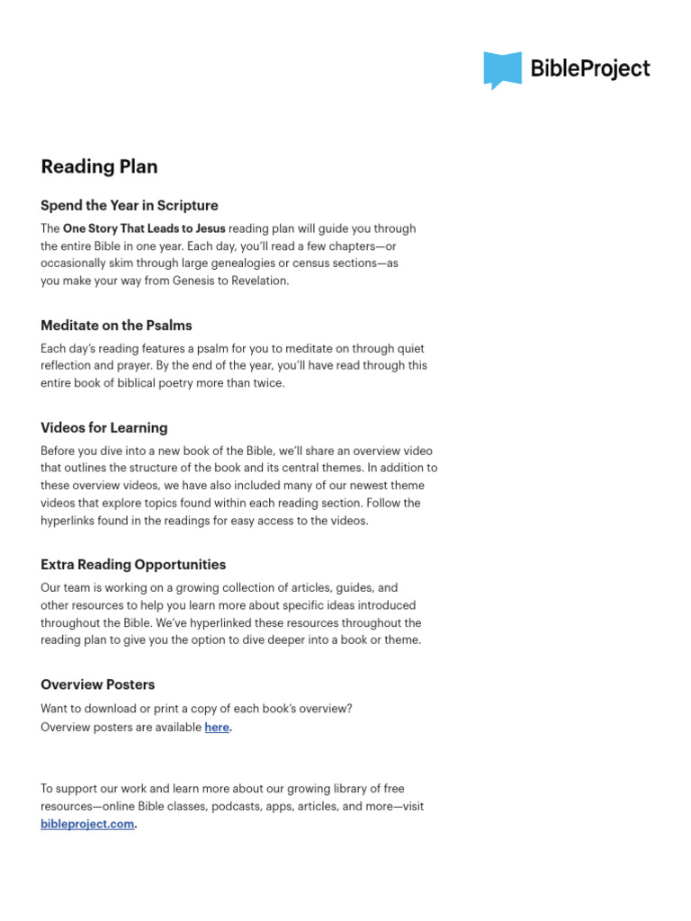 BibleProject Annual Reading Plan 2024 | PDF | Acts Of The Apostles | Book Of Exodus