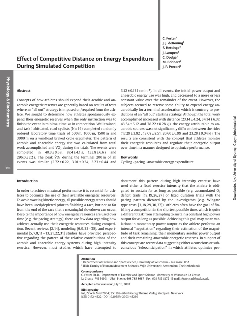 Foster 2004 Effect-Of-Competitive-Distance-On-Energy-Expenditure-During ...