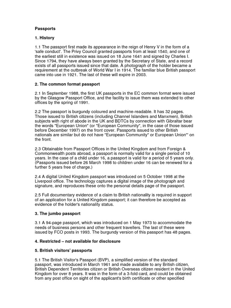 History of UK Passport Development | PDF
