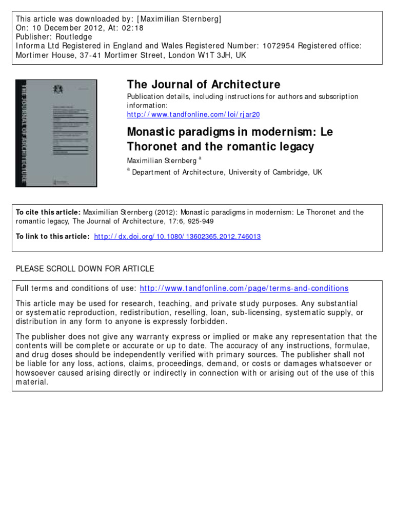 Monastic Paradigms in Modernism Le Thoronet | PDF | Modernism | Romanticism
