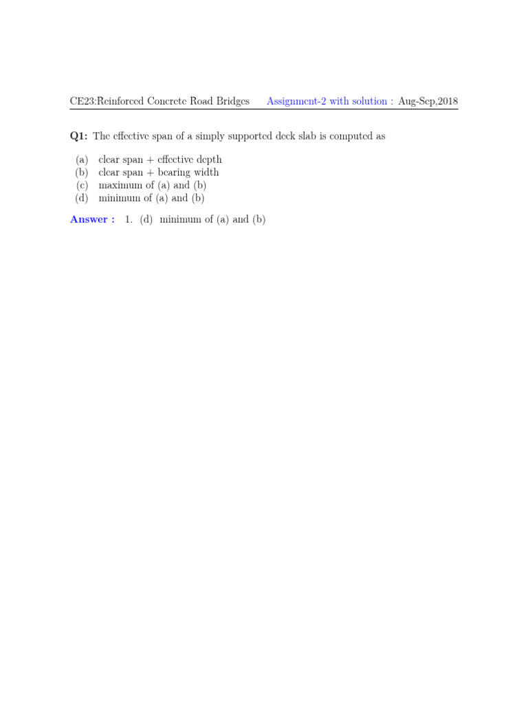 Week 2 Assignment Solution - C Bridges 30032020 | PDF | Beam (Structure ...