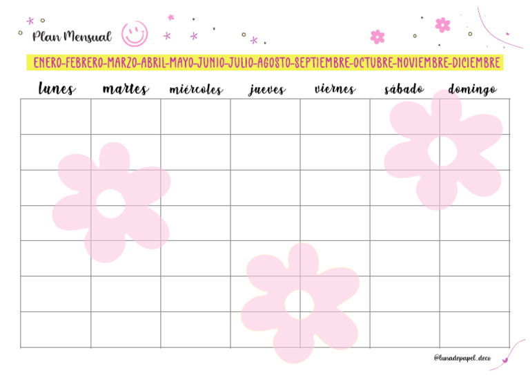 Planner Mensual Lunadepapel | PDF
