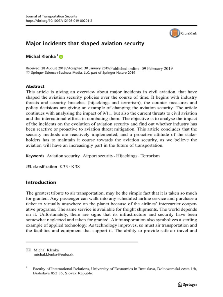 Major Incidents That Shaped Aviation Security | PDF | Airport Security | Aircraft Hijackings