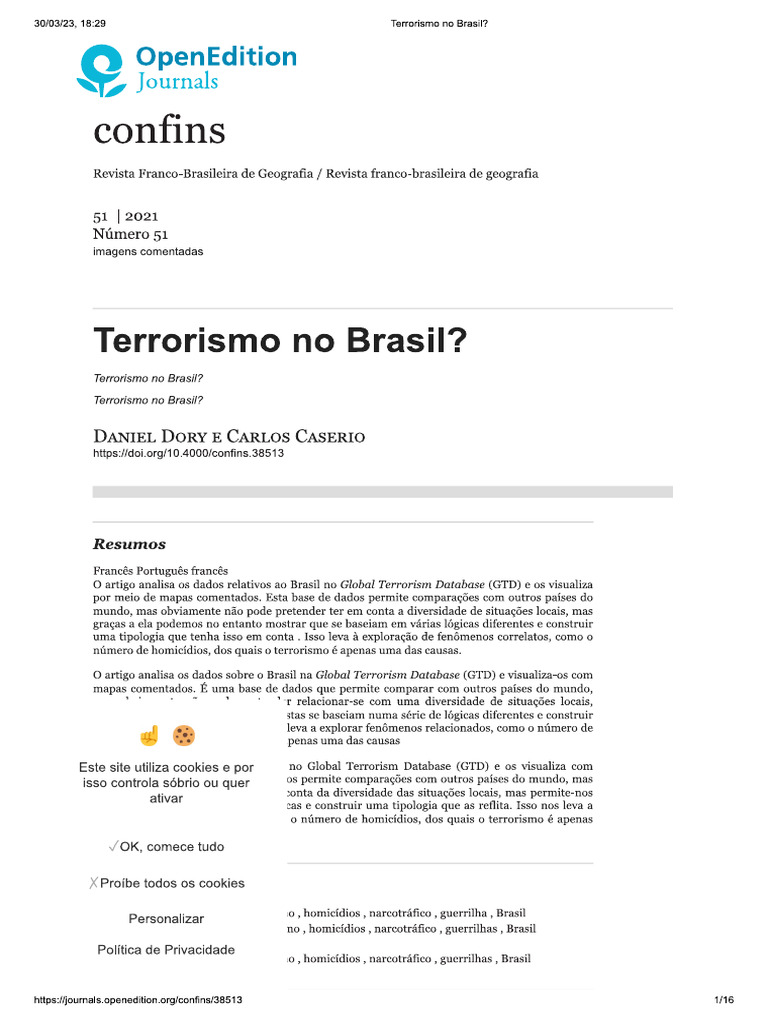 DORY, Daniel. CASERIO, Carlos - Terrorismo No Brasil | PDF