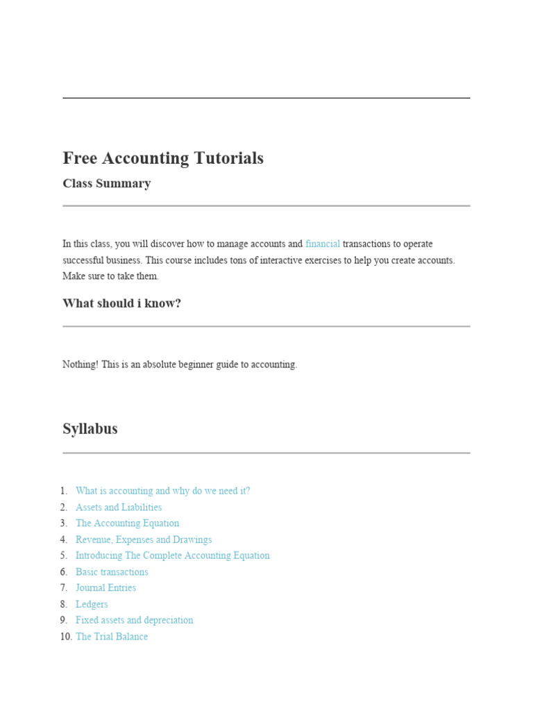 Free Accounting Tutorials | PDF | Debits And Credits | Corporations