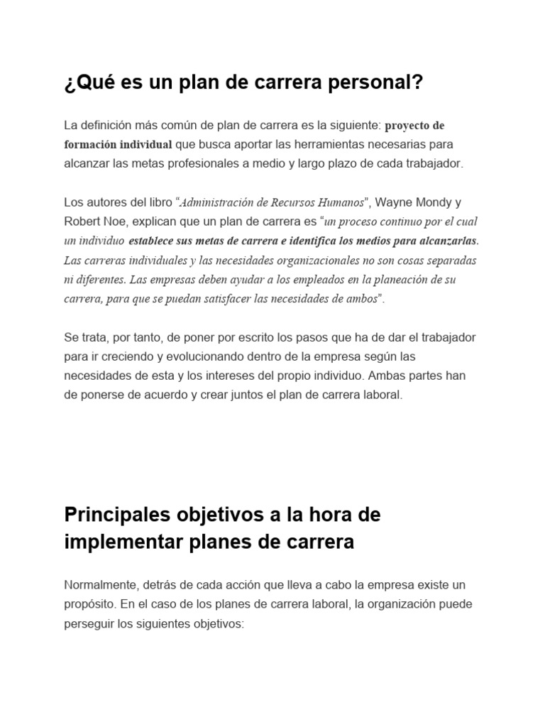 Qué es un plan de carrera personal | PDF | Business | Gestión de recursos humanos