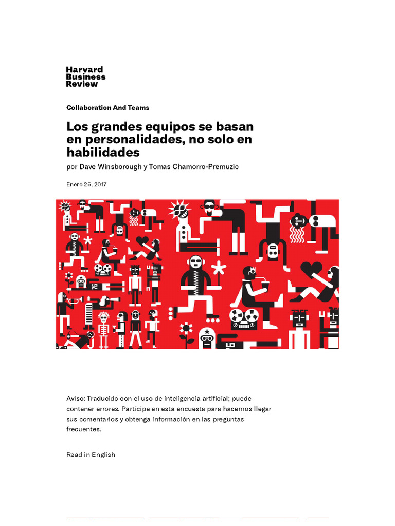 LECTURA - Los Grandes Equipos Se Basan en Personalidades, No Sólo en ...