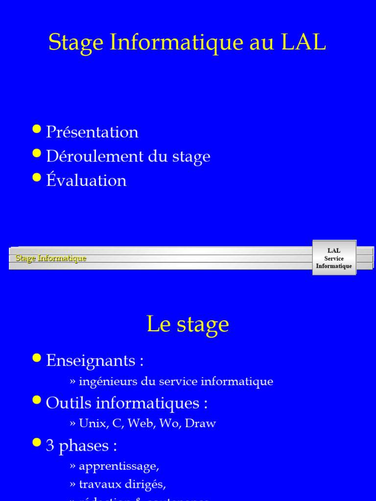 Stage Informatique au LAL : Guide Complet | PDF | Informatique | Génie ...