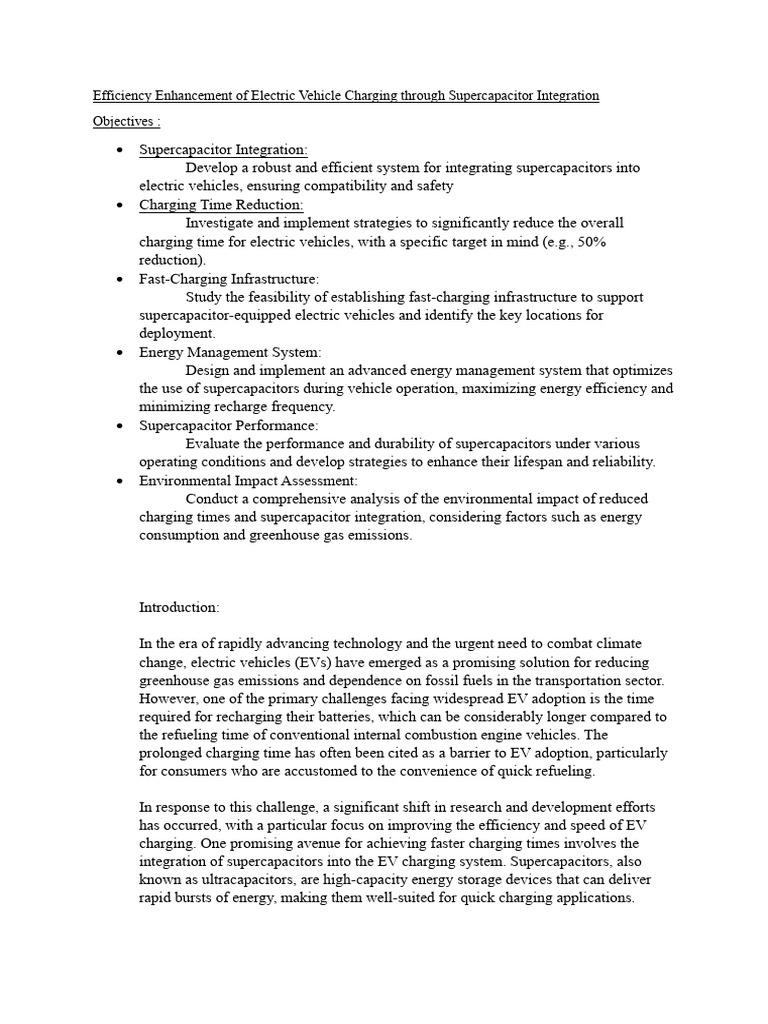 Objectives | PDF | Electric Vehicle | Efficient Energy Use