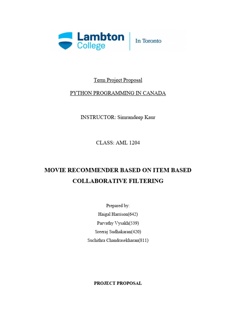Project_Proposal_Haigal_Parvathy_Sreeraj_Suchithra | PDF | Python ...