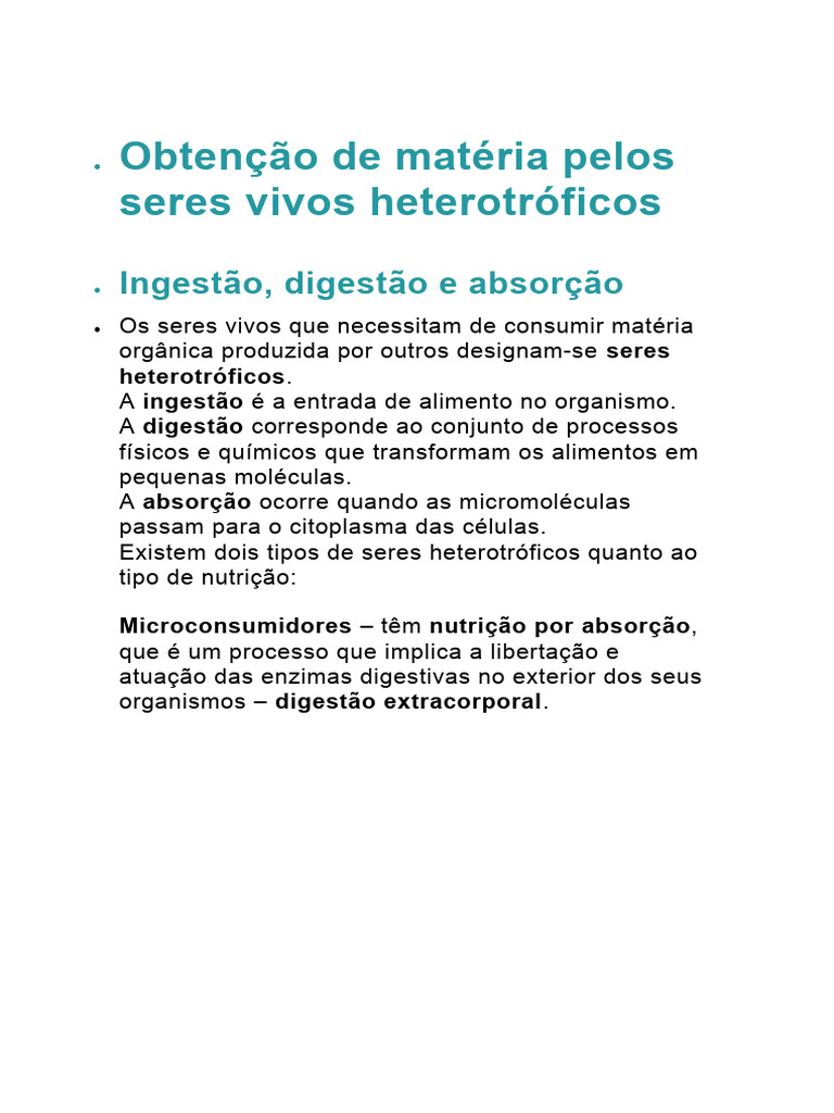Nutrição e Transporte em Células Heterotróficas | PDF | Osmose ...
